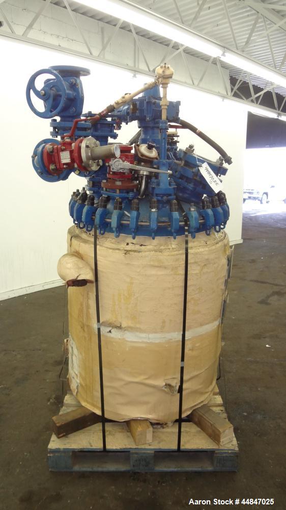 Used Pfaudler Clamp Top Glass Lined Reactor, 100 Gallon, 5015 Blue Gl