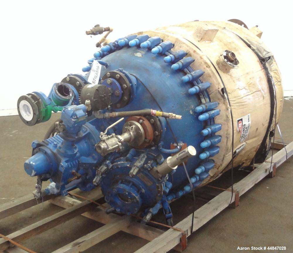 Used Pfaudler Clamp Top Glass Lined Reactor, 200 Gallons, 9115 Blue G