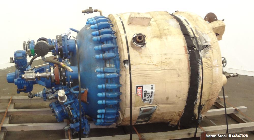 Used Pfaudler Clamp Top Glass Lined Reactor, 200 Gallons, 9115 Blue G