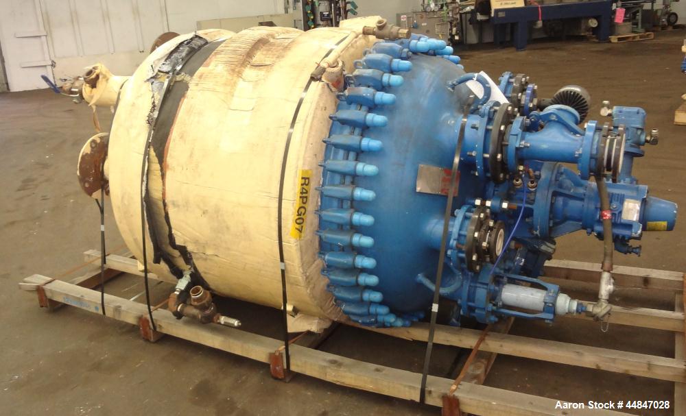 Used Pfaudler Clamp Top Glass Lined Reactor, 200 Gallons, 9115 Blue G