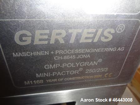Used Gerteis Roller Compactor, Model GMP Polygran Mini Pactor 250/25/