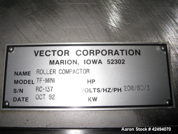 Used- Vector roller compactor, model TF-MINI, sta