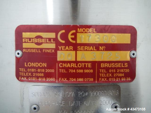 Used Russel Sifter, Model 17300, Serial# A3725.