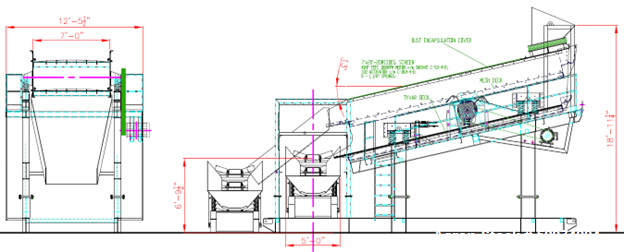 UsedElrus 7x20 (1) Deck Screen at 13 Degrees; 332 Series; 1/2" Side p