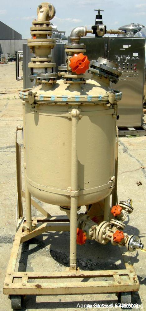 Used Pfaudler Glass Lined Pressure Tank, 50 gallons, vertical. 24" D