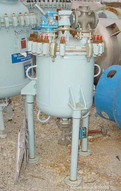 Used Pfaudler Glass Lined Receiver Tank, 30 Gallon, 9115 Glass, Verti