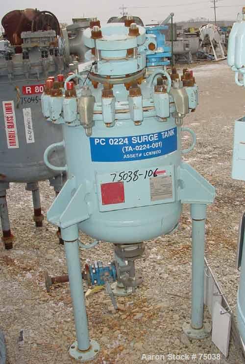 Used Pfaudler Glass Lined Receiver Tank, 30 Gallon, 9115 Glass, Verti