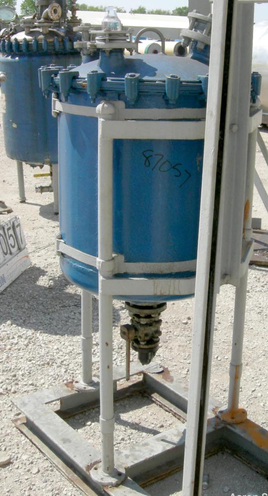 Used Pfaudler Glass Lined Receiver Tank, 50 Gallon, Vertical. Approxi