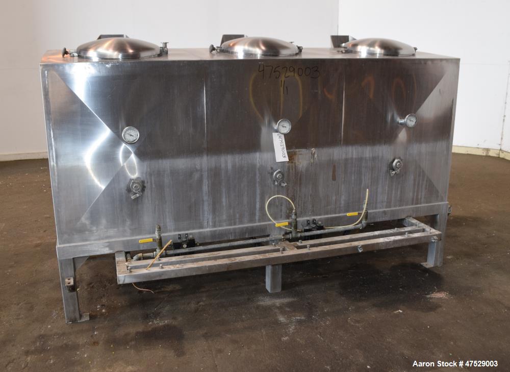Used (3) Compartment Tank, Approximate 550 Total Gallon, 304 Stainles