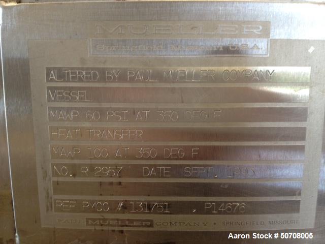 UsedMueller "F" Tank, 2800 Liter (740 Gallon). 316 stainless inner sh