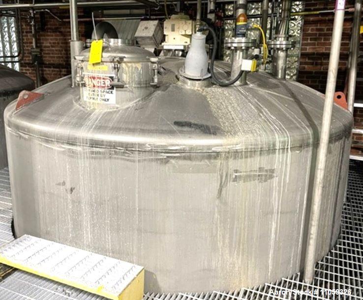 Used 10,000 Gallon Jacketed Stainless Steel Dish Bottom Mix Tank. 10'