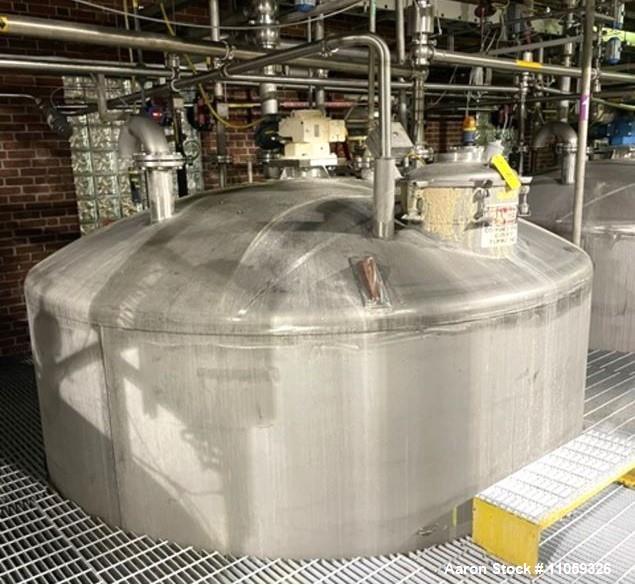 Used 10,000 Gallon Jacketed Stainless Steel Dish Bottom Mix Tank. 10'