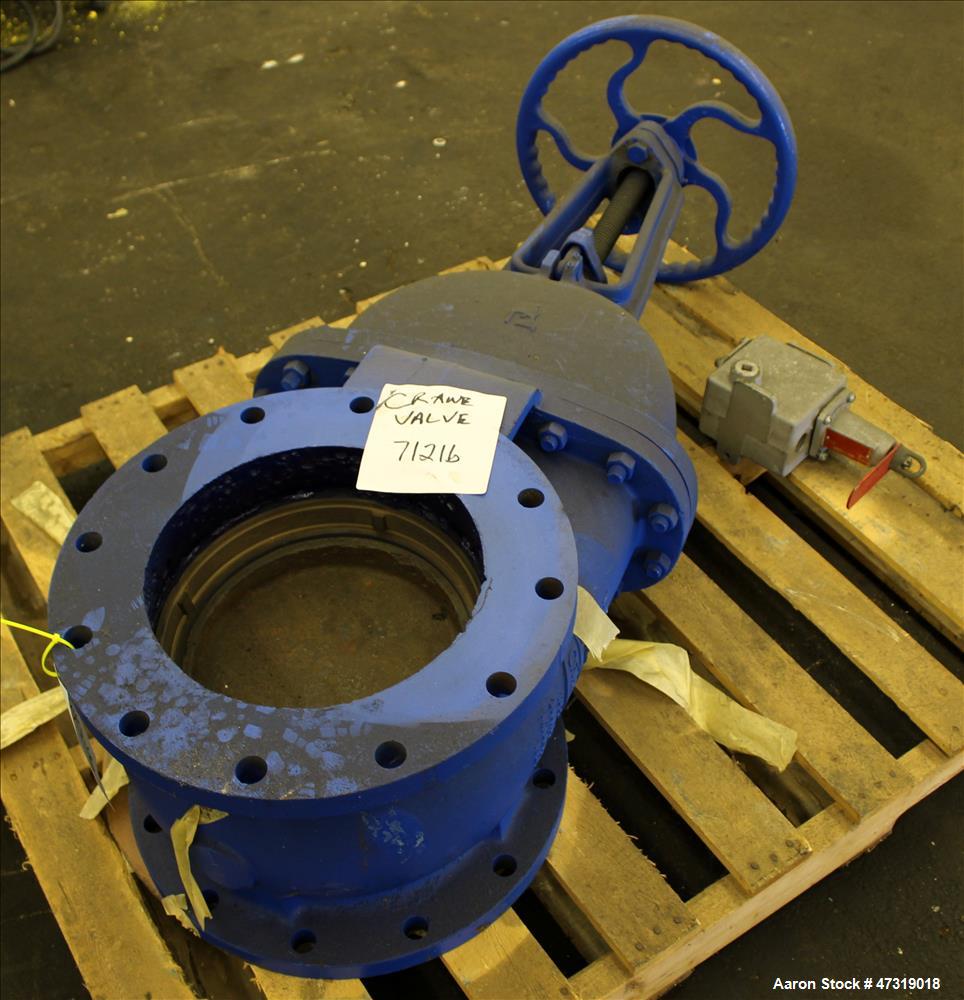 Used Crane Manual Gate Valve, 12" Diameter, Class 125, Carbon Steel.