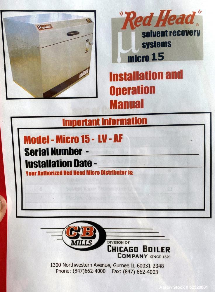 Unused - CB Mills Micro Series Batch Solvent Recovery Still System; M