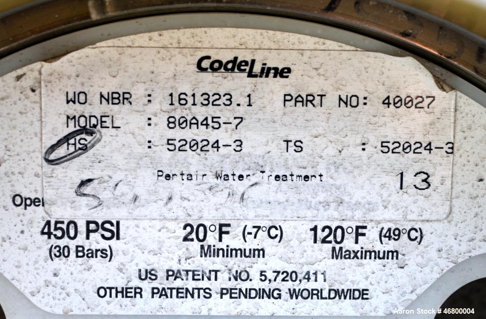 Used Ionics Reverse Osmosis Skid. Consists of : (8) CodeLine 80A seri