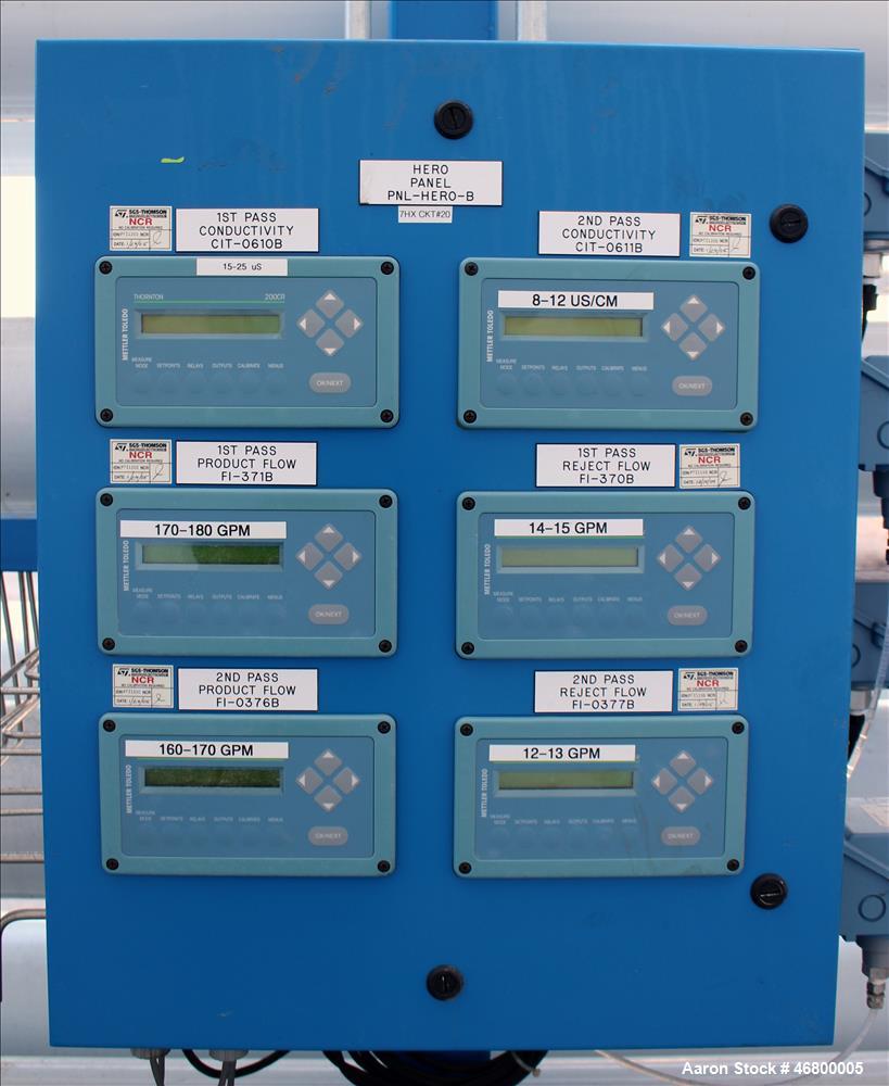 Used Ionics Reverse Osmosis Skid. Consists of : (8) CodeLine 80A seri